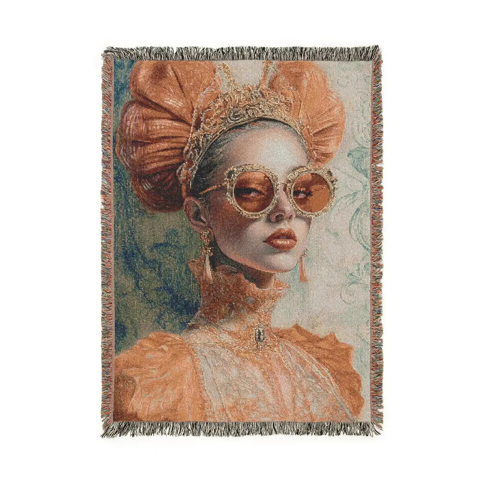 Solar Empress Vintage Royalty Meets Modern Edge Woven Blanket – MAIA HOMES