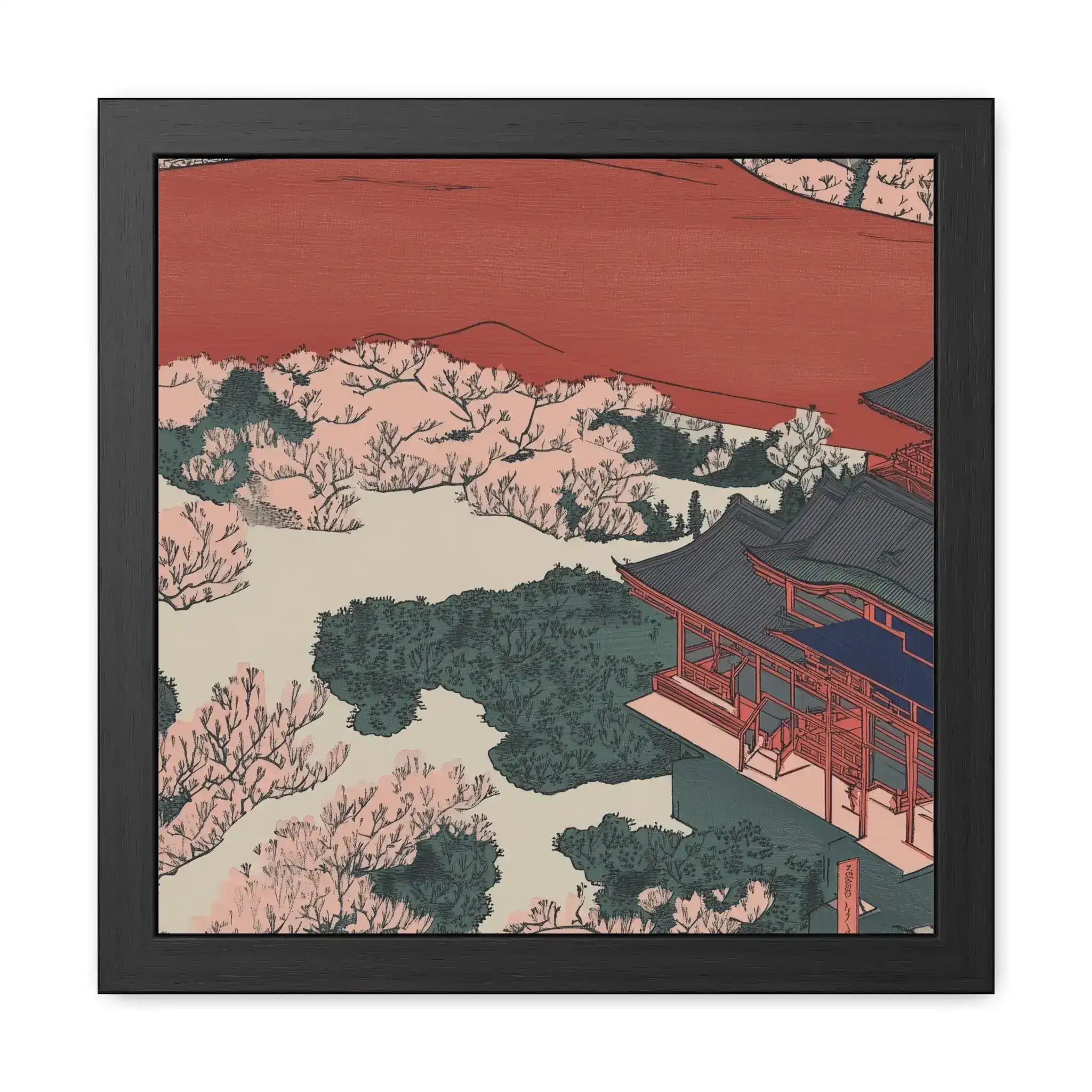 Temple View Across Crimson Fields Wall Art – MAIA HOMES