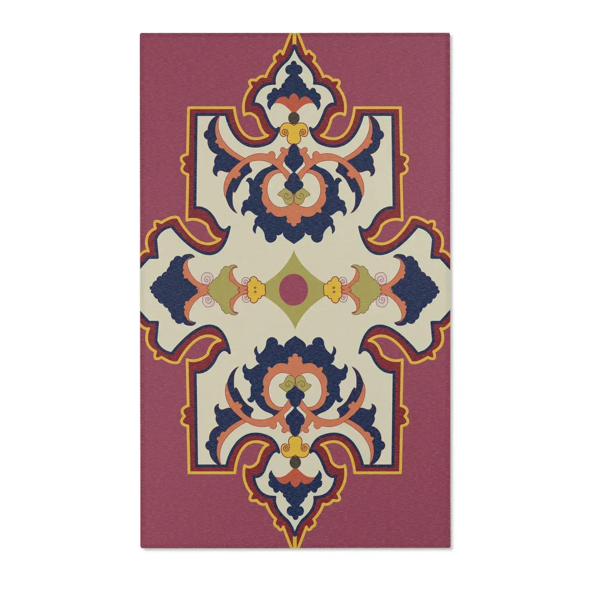 Ornate Medallion Maroon Accent Rug – MAIA HOMES