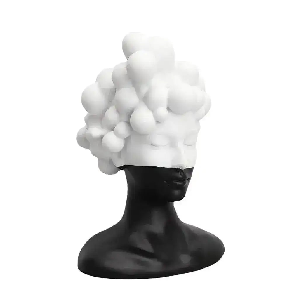 Black and White Bubble Female Head Sculpture | Maia Homes – MAIA HOMES