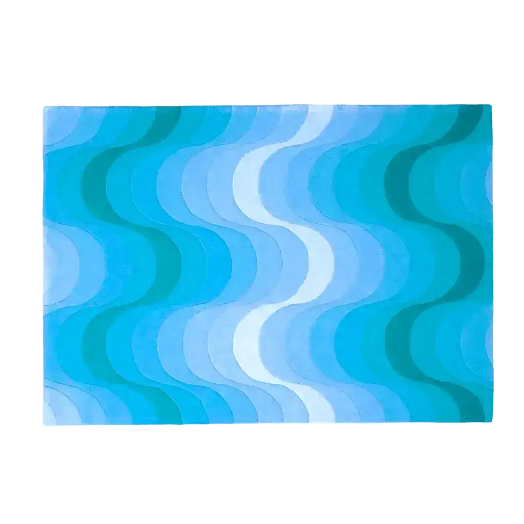 Blue Ombre Wavy Curve Hand Tufted Wool Rug – MAIA HOMES