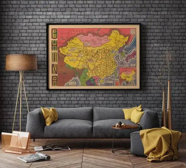 China Map Poster| Vintage Map China Wall Print – MAIA HOMES