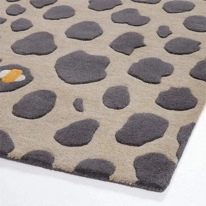 Gold and Gray Leopard Spots Hand Tufted Wool Rug – MAIA HOMES