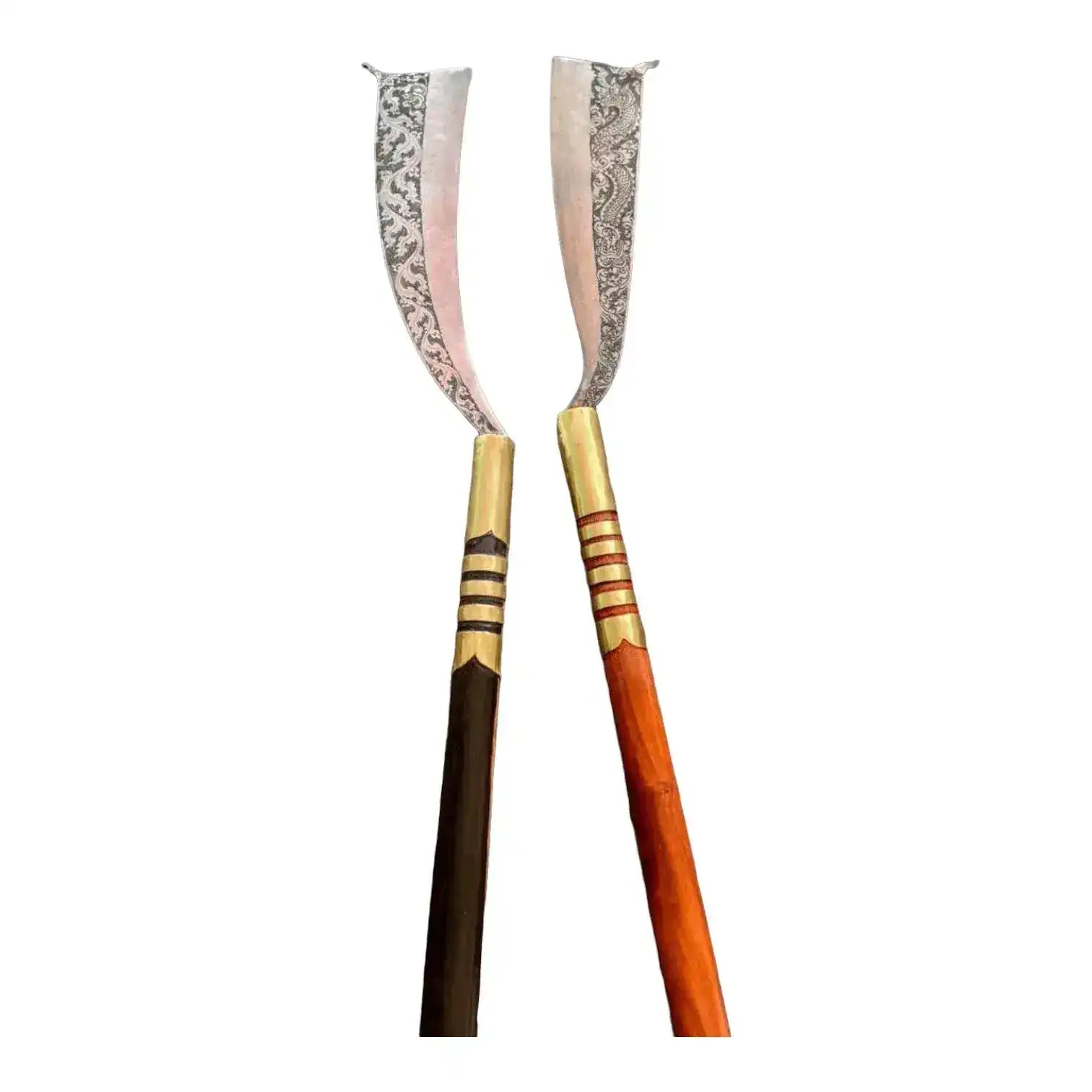 Hand Engraved Khmer Machete Knife with Long Handle – MAIA HOMES