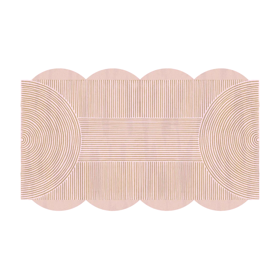 Pink Scallop Arch Geometric Hand Tufted Wool Rug | MAIA HOMES