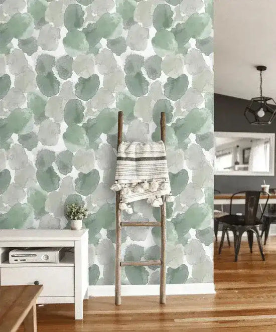 Abstract Moss Green Watercolor Wallpaper | MAIA HOMES