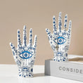 Blue Floral Evil Eye Porcelain Jewelry Holder Stand | MAIA HOMES