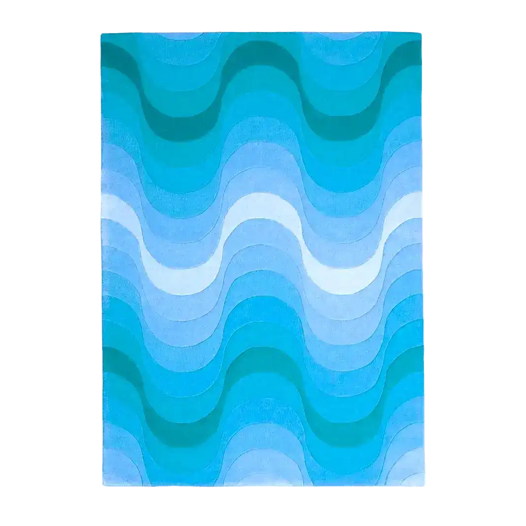 Blue Ombre Wavy Curve Hand Tufted Wool Rug – MAIA HOMES