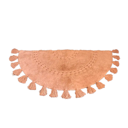 Crocheted Half Moon Bathroom Rug with Tassels | MAIA HOMES