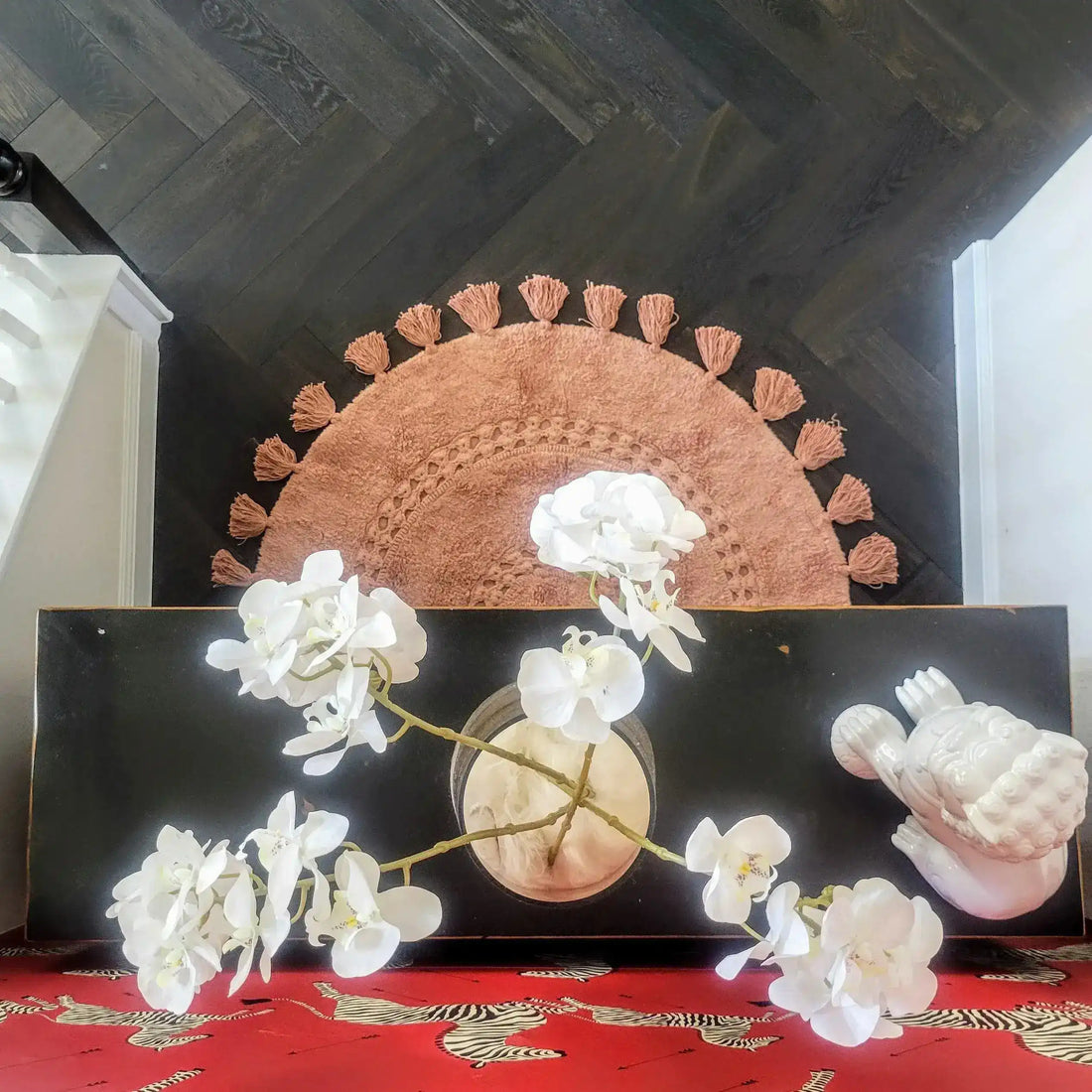 Crocheted Half Moon Bath Rug with Tassels | Maia Homes – MAIA HOMES