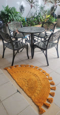 Crocheted Half Moon Bathroom Rug with Tassels | MAIA HOMES
