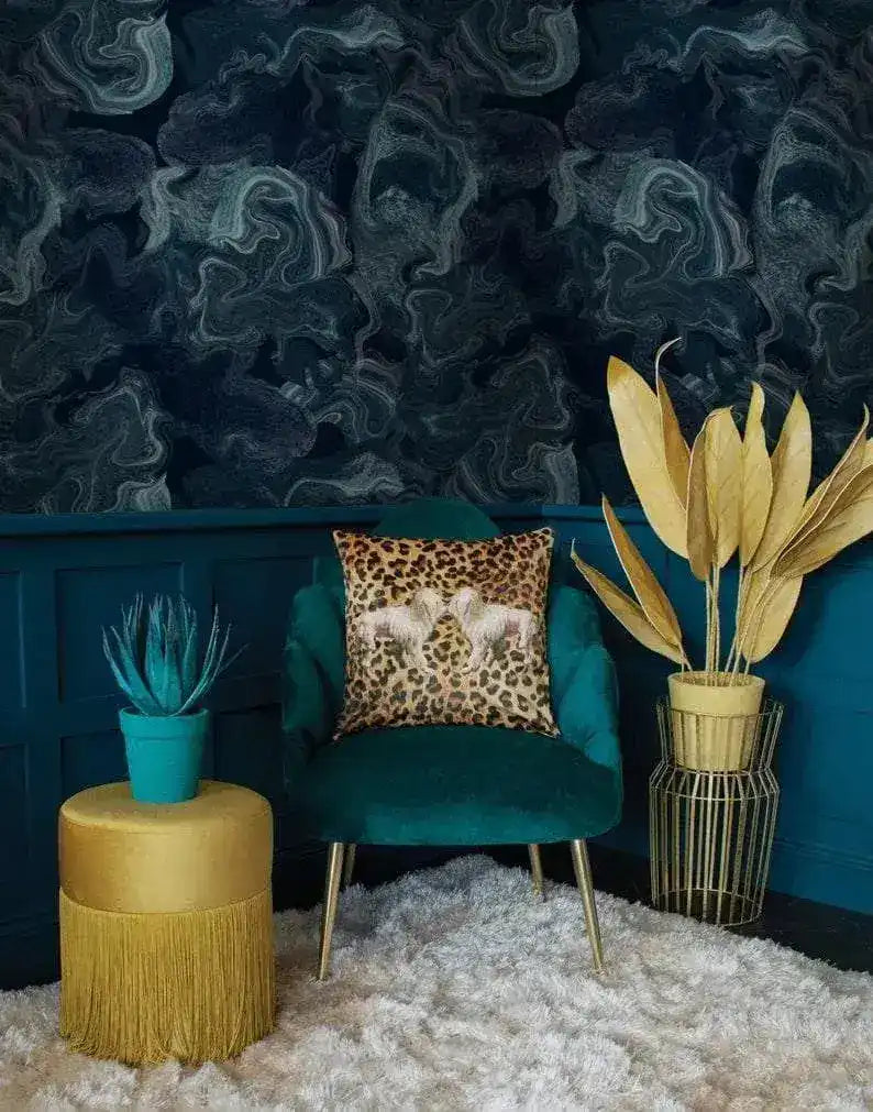 Dark Blue Abstract Art Marble Wallpaper Mural – MAIA HOMES