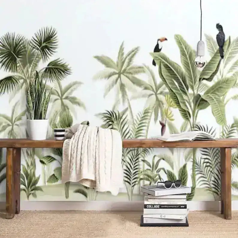 Tropical Jungle and Toucan Birds Wallpaper Mural – MAIA HOMES