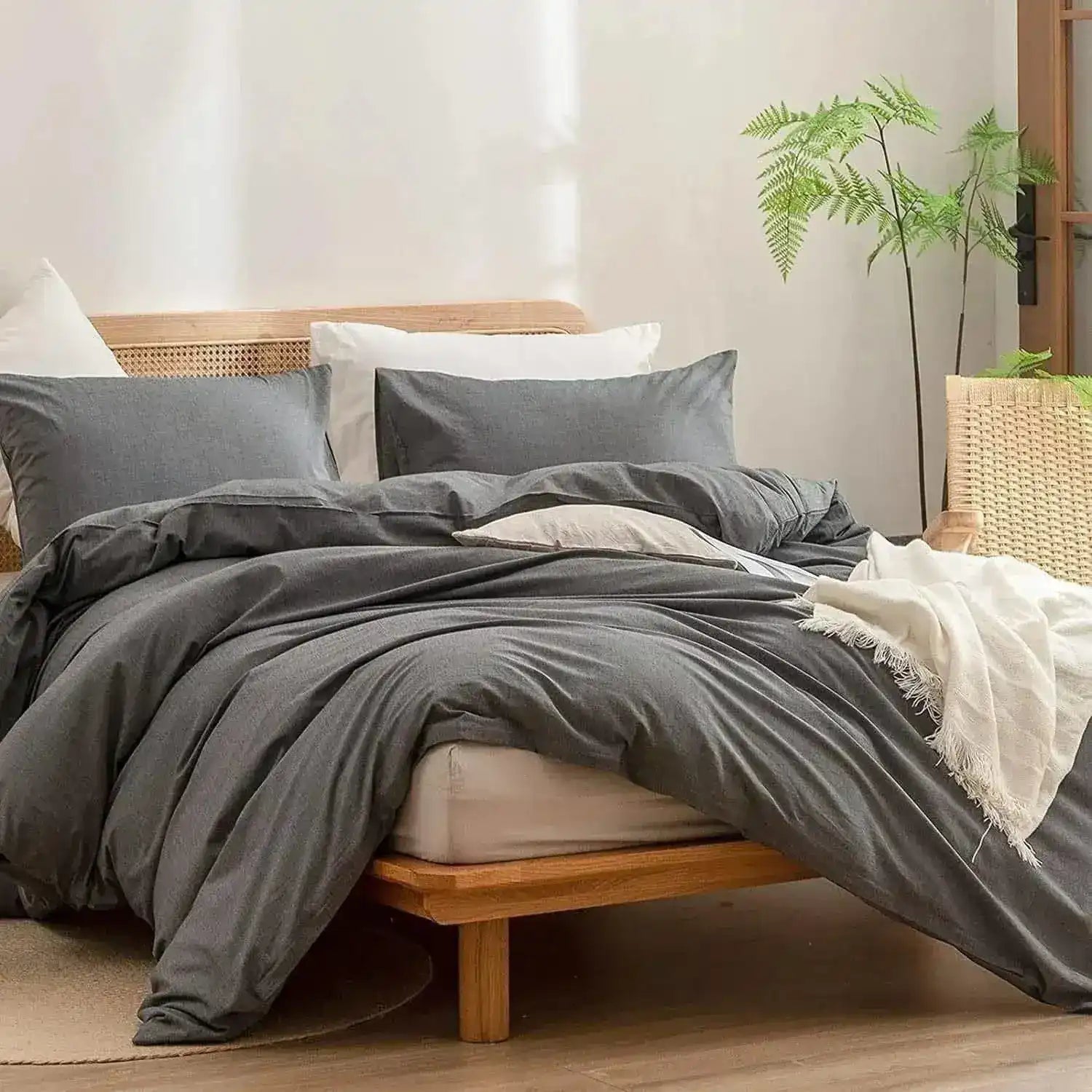 100% Cotton Duvet Cover Set - Charcoal Gray – MAIA HOMES