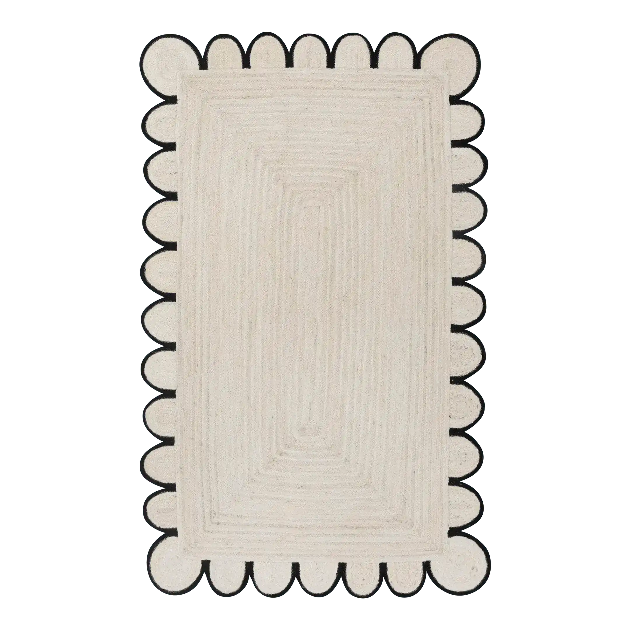 Black and White Scallop Jute Rug | MAIA HOMES