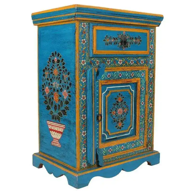 Blue Garden Hand Painted Nightstand Side table | Maia Homes – MAIA HOMES