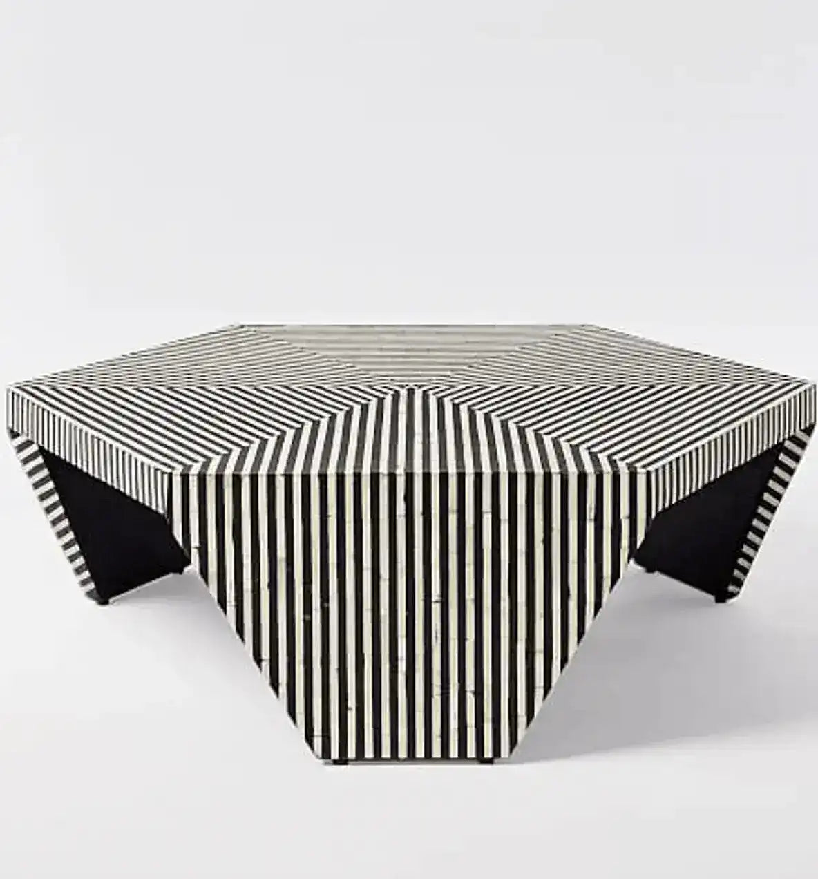 Bone Inlay Hexagon Optical Strip Coffee Table | Maia Homes – MAIA HOMES