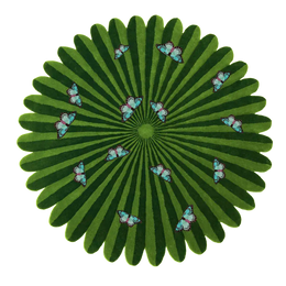 Butterflies over Flower Hand Tufted Wool Rug - Green | MAIA HOMES