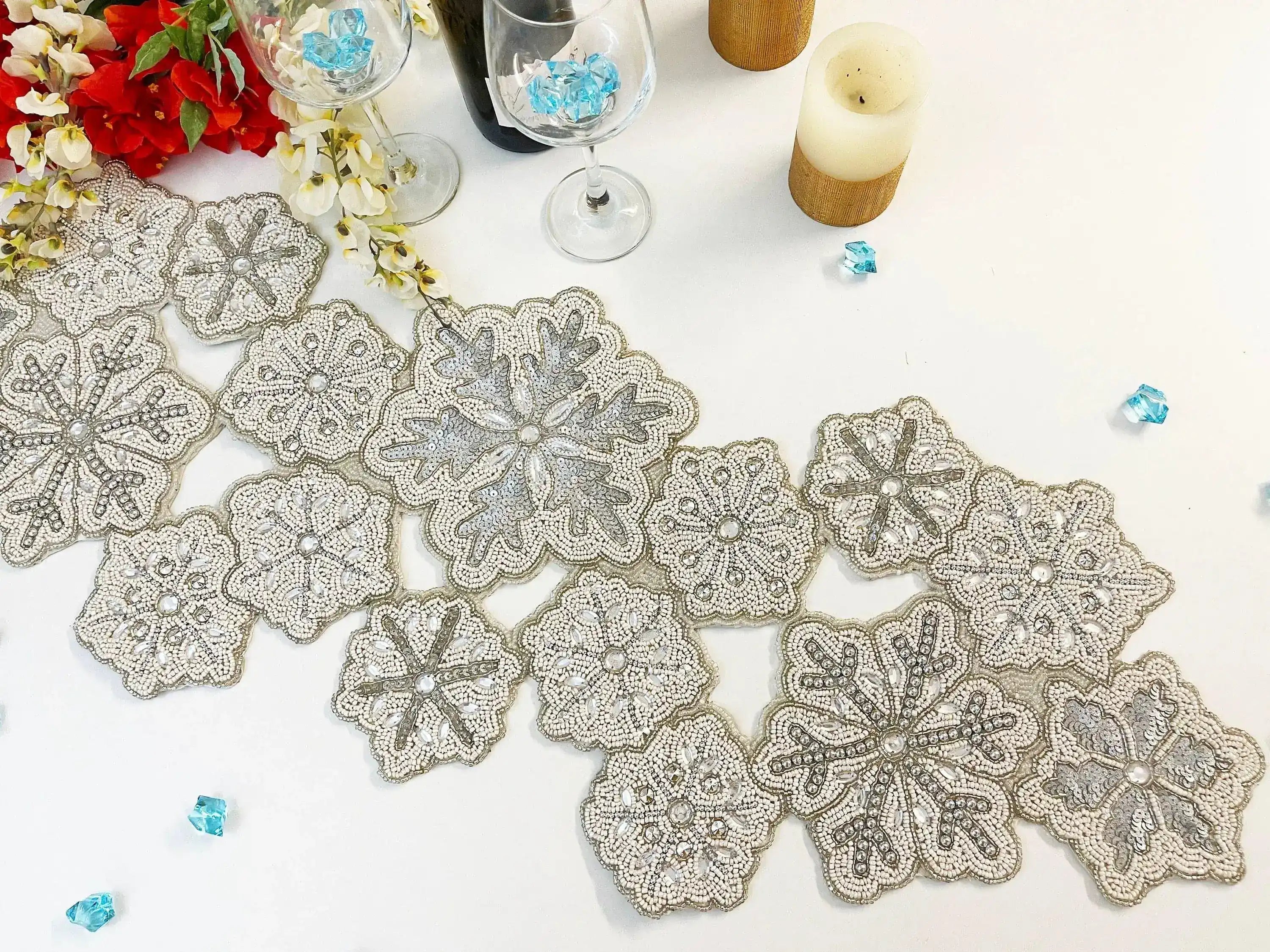 Christmas Snowflakes Sequin and Bead Table Runner – MAIA HOMES
