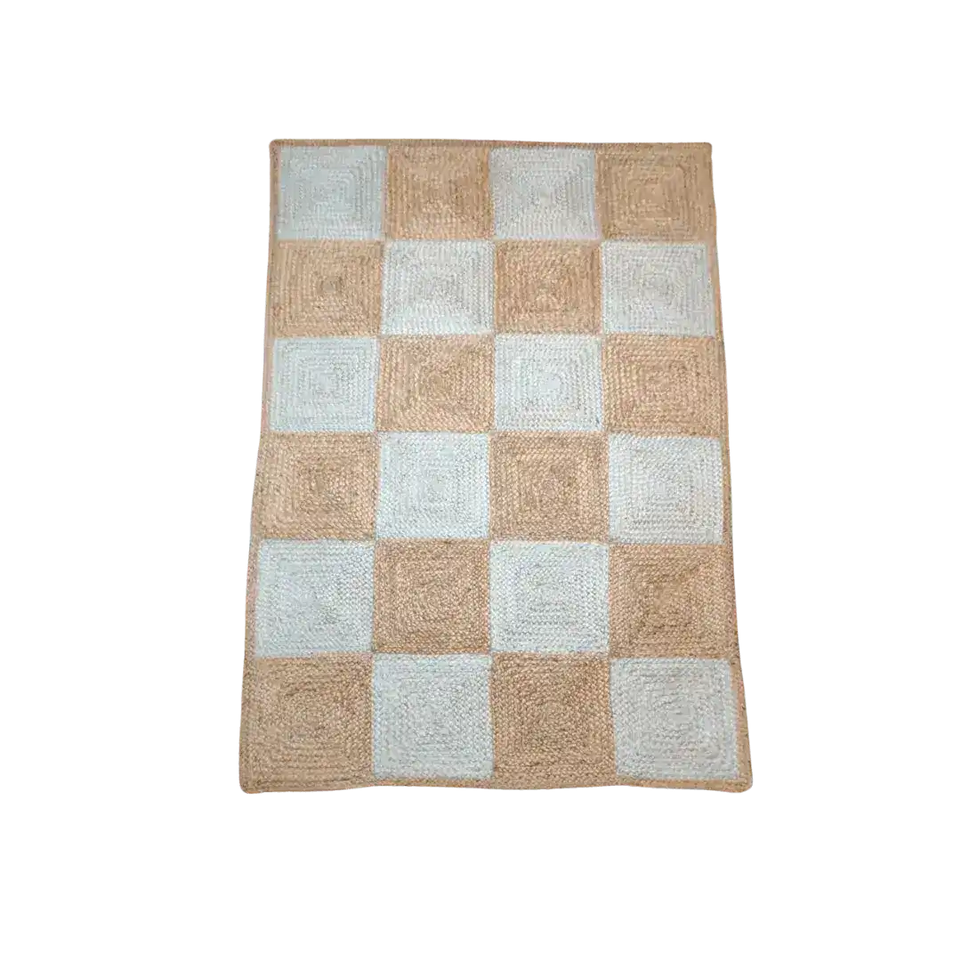Classic Checker Jute Rug - Natural Color | MAIA HOMES