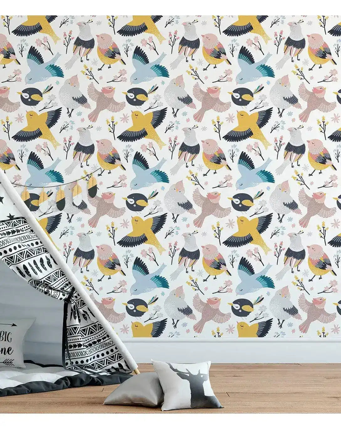Colorful Birds Kids Print Removable Wallpaper – MAIA HOMES
