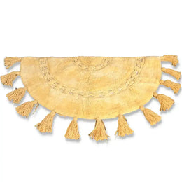 Crocheted Half Moon Bathroom Rug with Tassels | MAIA HOMES