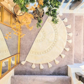 Crocheted Half Moon Bathroom Rug with Tassels | MAIA HOMES