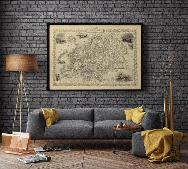 Europe Map 1851| Europe Map Wall Art – MAIA HOMES