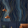 Gold Abstract Deep Blue Navy Wall Mural | MAIA HOMES