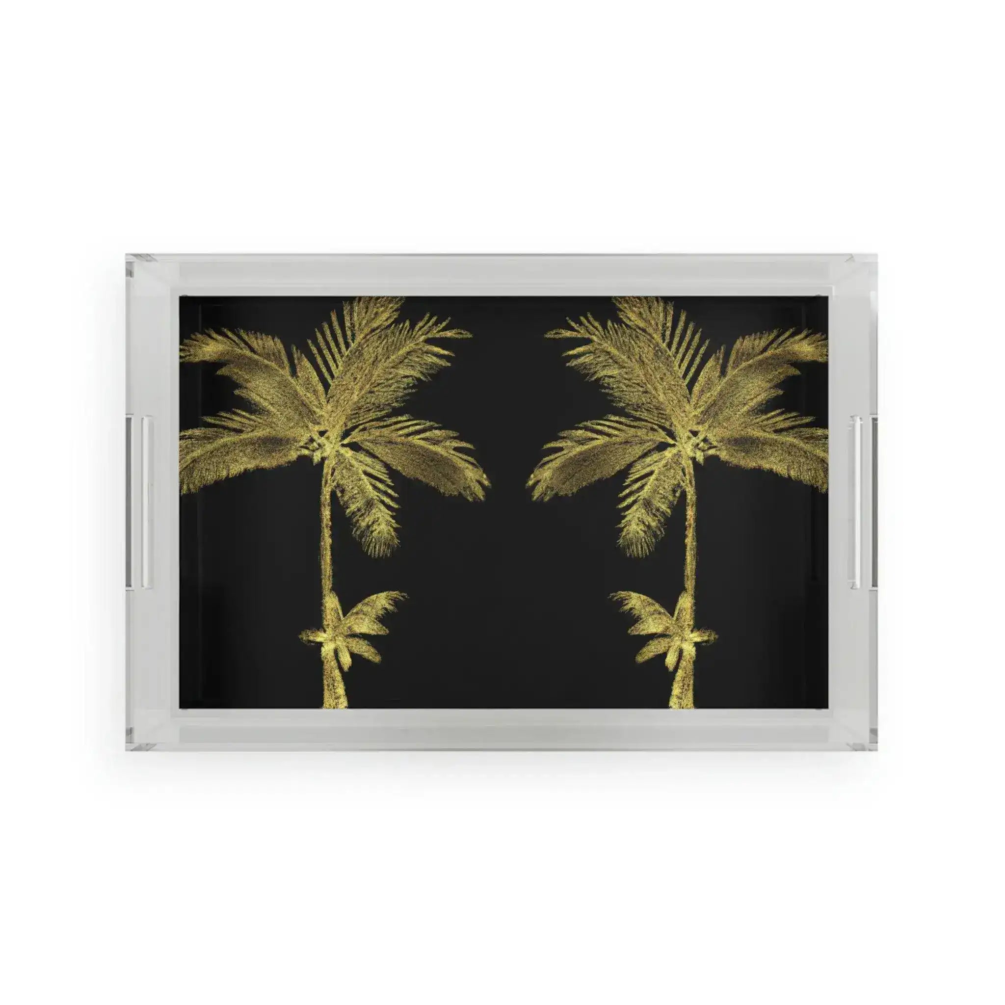 Golden Palm Trees Acrylic Serving Tray | MAIA HOMES