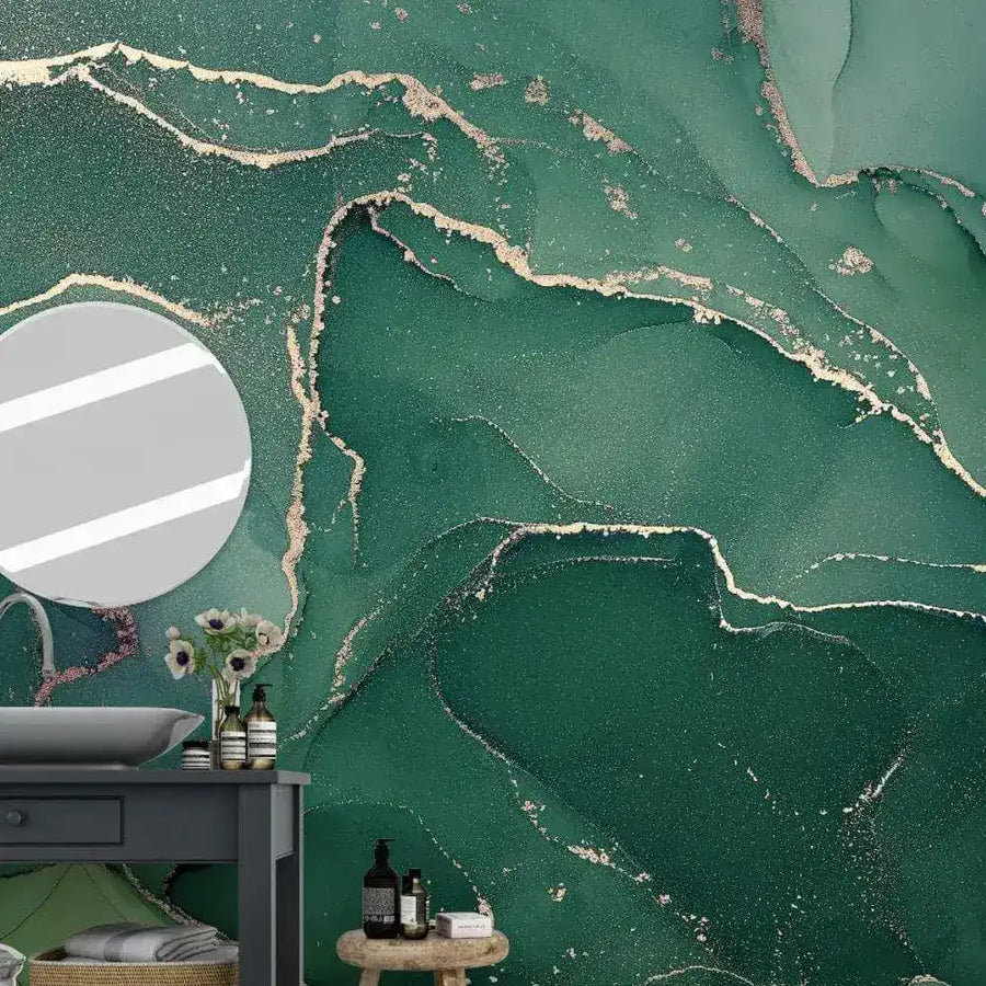 Green Abstract Marble Alcohol Ink Wall Mural – MAIA HOMES