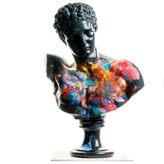 Hermes Abstract Colorful Paints Bust Statute | MAIA HOMES