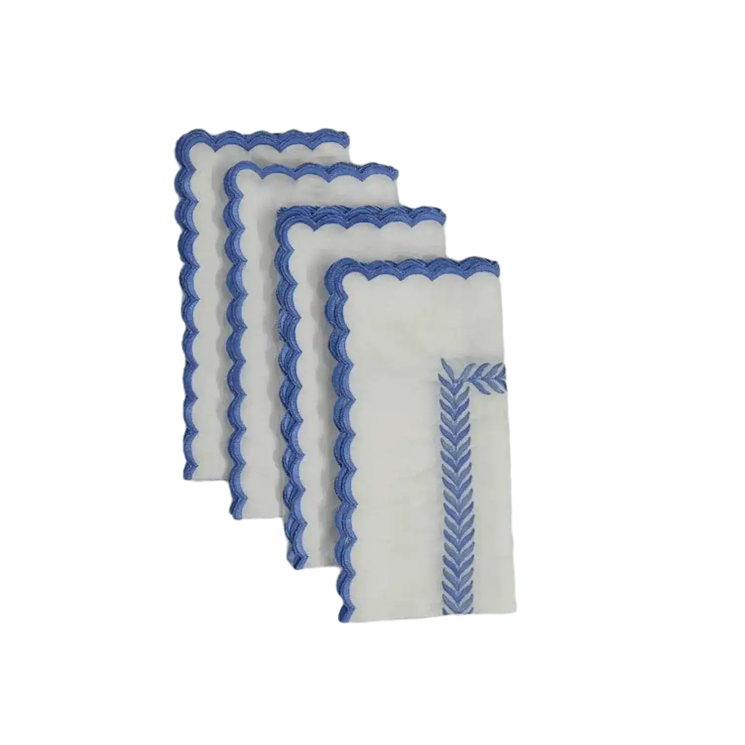 Mini Scalloped White Cotton Napkins with Embroidered Borders – MAIA HOMES