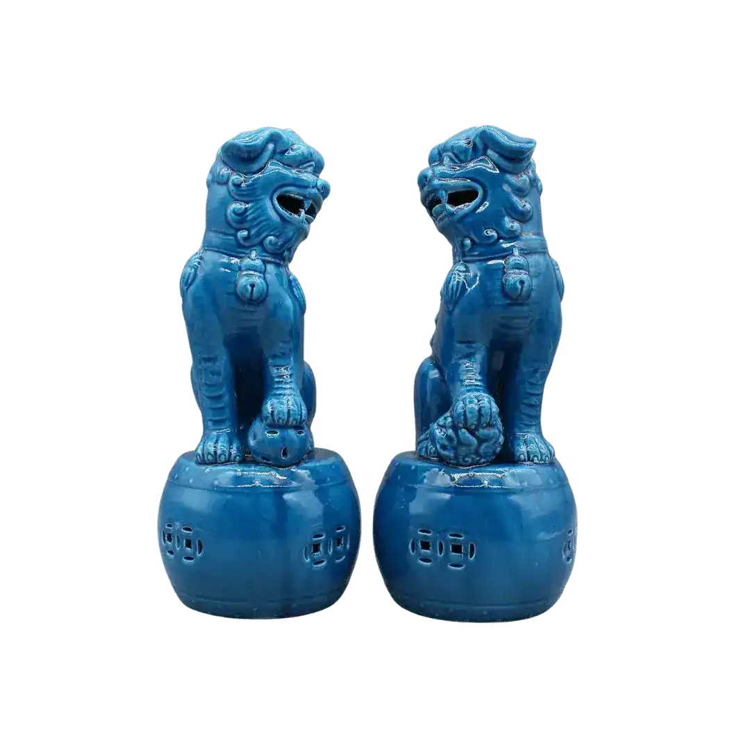 Pair of Foo Dogs Ceramic Figurine Sculptures – MAIA HOMES