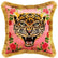 Pink Leopard Face Throw Pillow Cover with Gold Fringe | MAIA HOMES