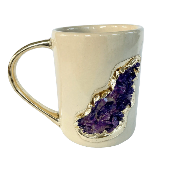 Purple Amethyst Crystal Ceramic Mug with Gold Handle - Set of 2 – MAIA ...