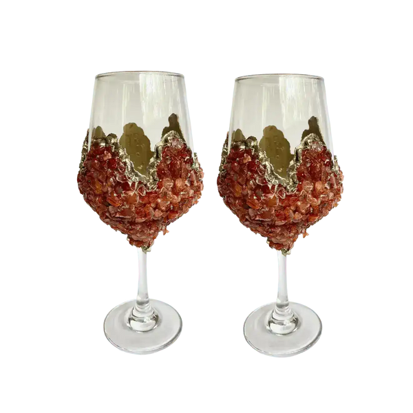Red Quartz Wine Glass - Set of 2 – MAIA HOMES