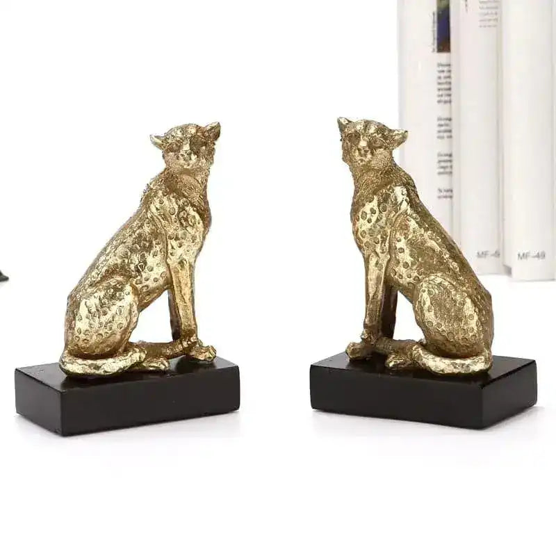 Regal Gold Leopards Decorative Bookends | Maia Homes – MAIA HOMES