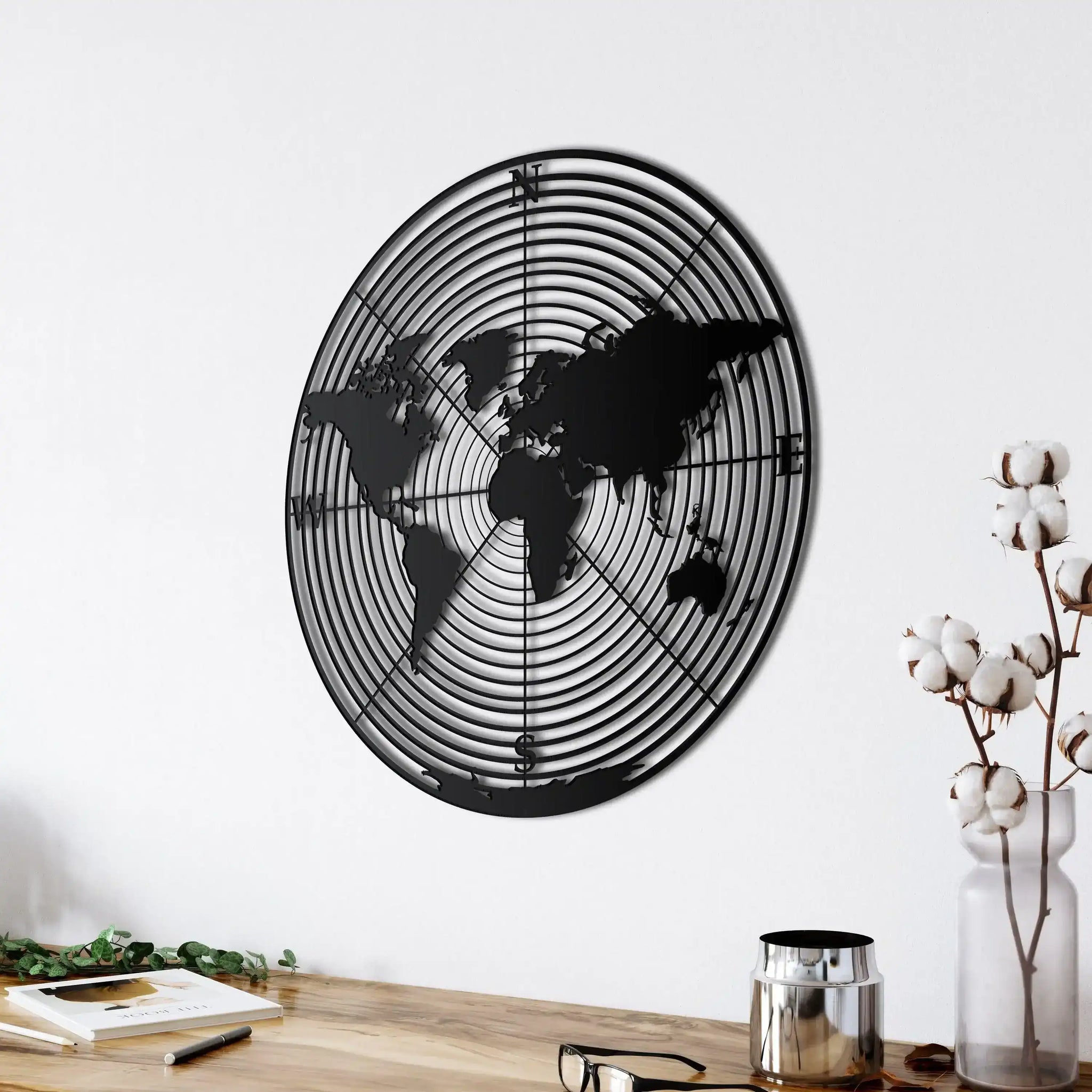 Round World Map Continents Metal Wall Art | MAIA HOMES