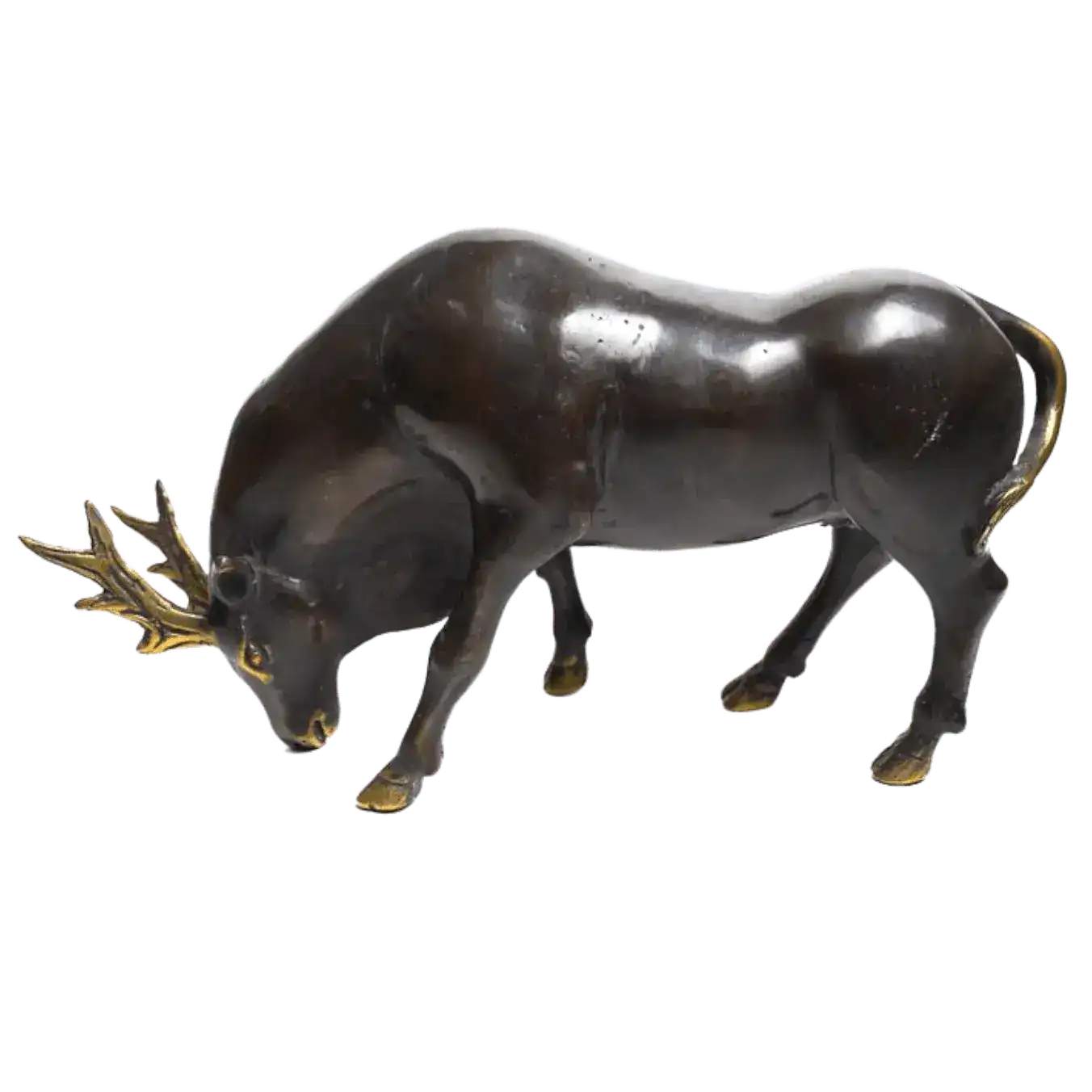 Solid Brass Bull Miniature Statue | MAIA HOMES