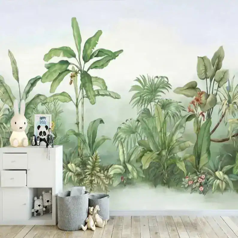 Tropical Jungle Wall Mural Peel and Stick Removable Wall paper Self ...
