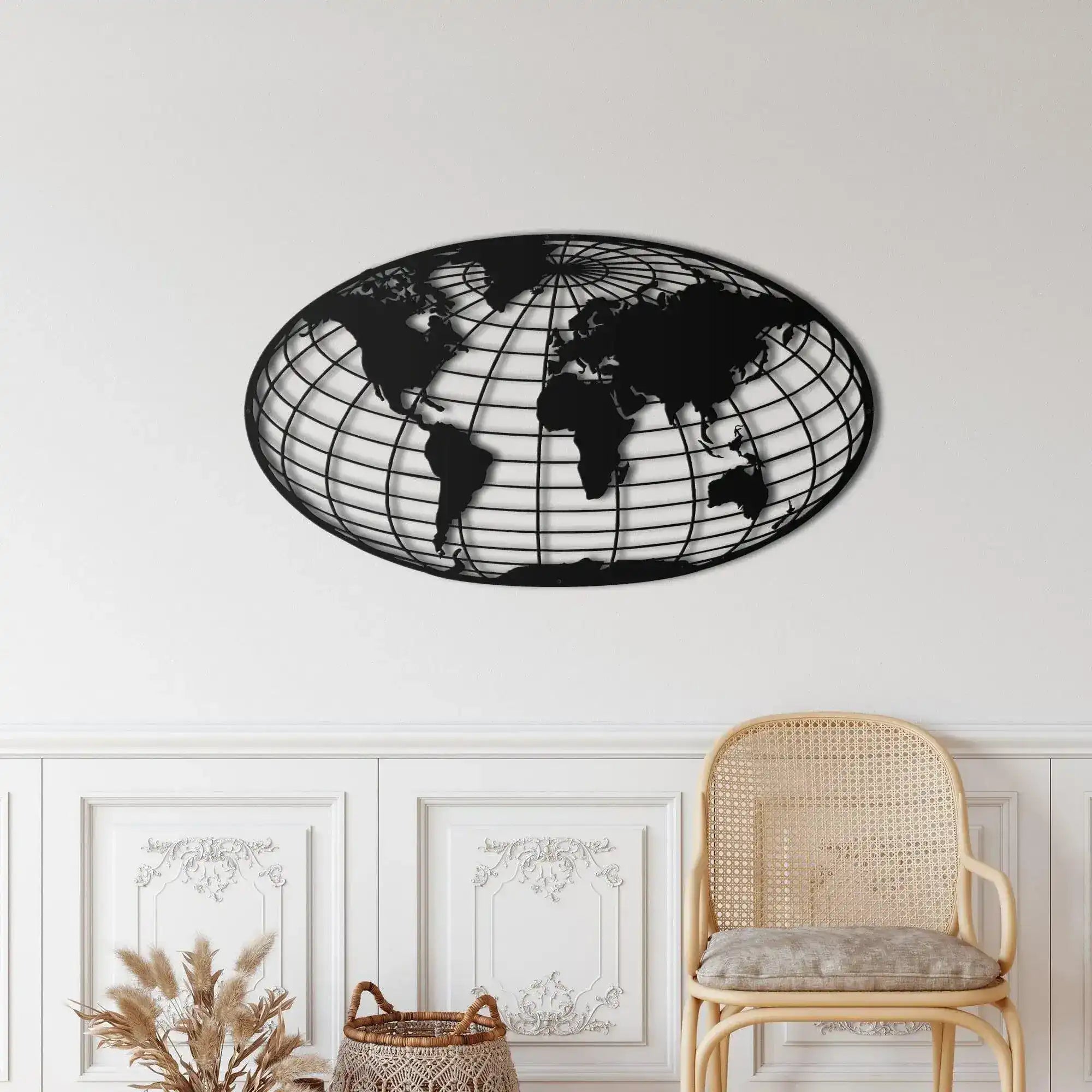 World Map Meridian Metal Wall Art – MAIA HOMES