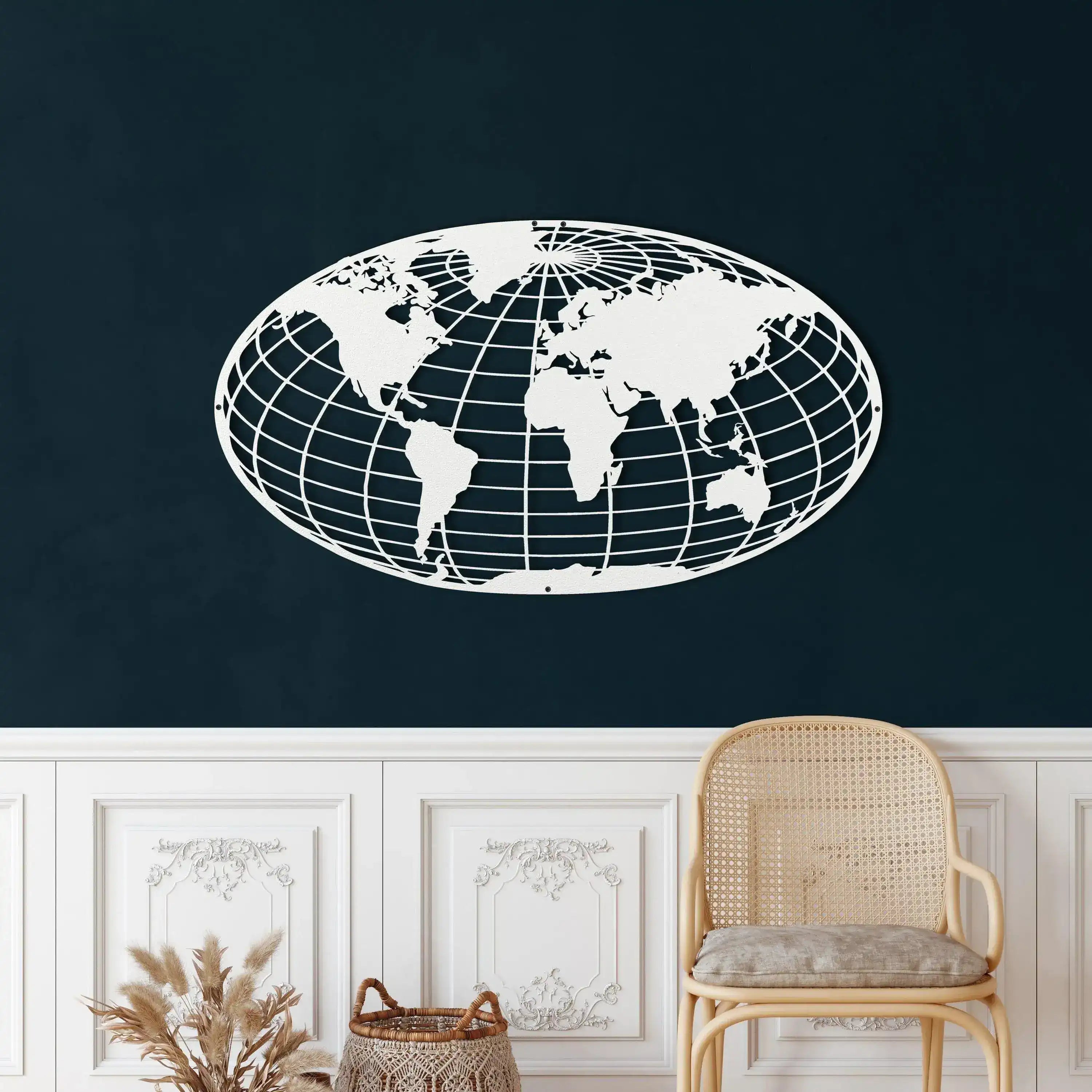 World Map Meridian Metal Wall Art – MAIA HOMES
